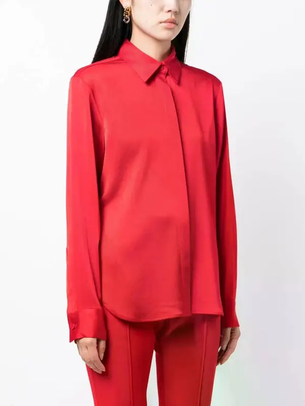 Alex Perry Satin Finish Button-down Shirt - Red