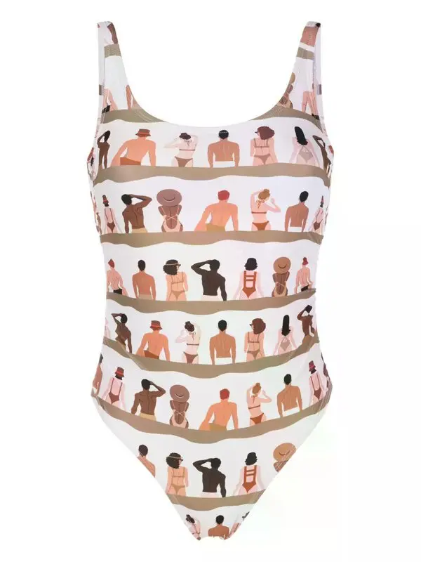 AMIR SLAMA Graphic-print One-piece Swimsuit - Neutrals
