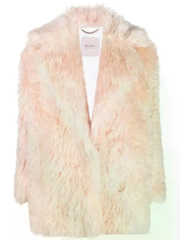 Lanificio Becagli Oversized Faux Fur Coat - Pink