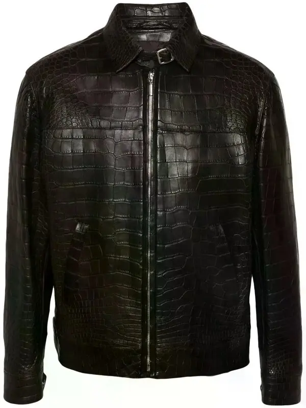 Brioni Embossed Leather Jacket