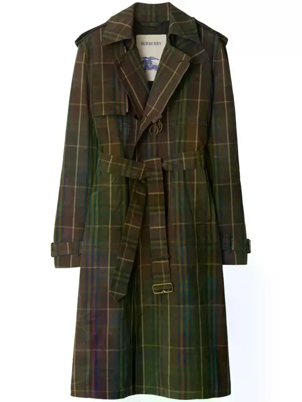 Burberry Checked Cotton Trench Coat