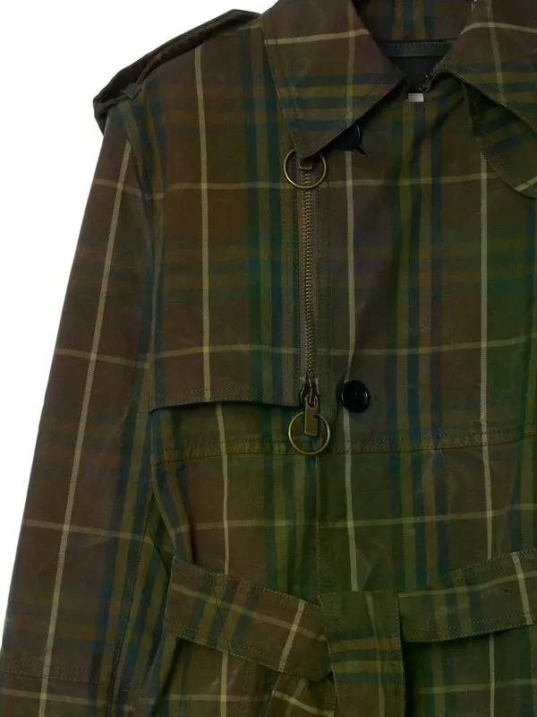 Burberry Checked Cotton Trench Coat