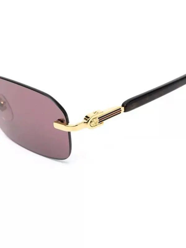 Gucci Rimless Rectangle-frame Sunglasses - Brown