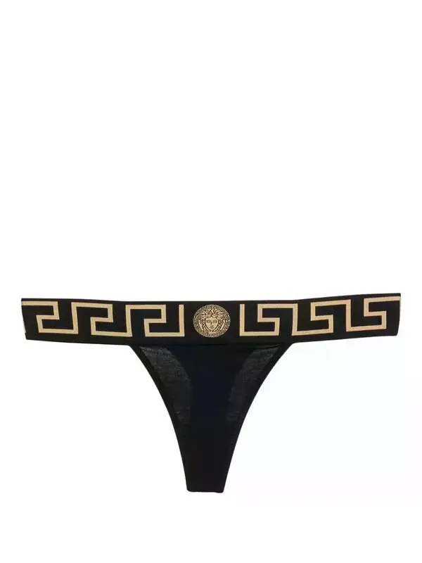 Versace Cotton-jersey Thong - Black