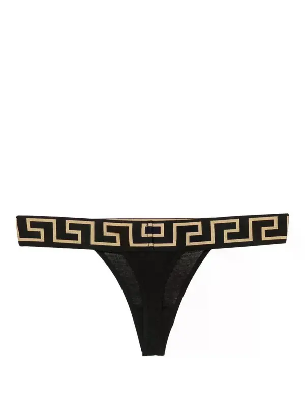 Versace Cotton-jersey Thong - Black