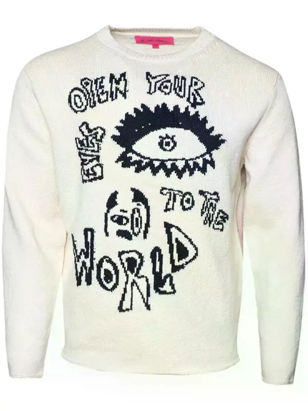 THE ELDER STATESMAN Graphic Intarsia-knit Cotton Jumper - Neutrals