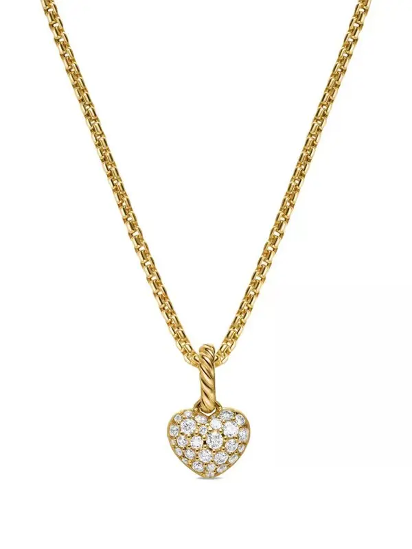 David Yurman 18k Petite Pavé Diamond Heart Pendant - Gold