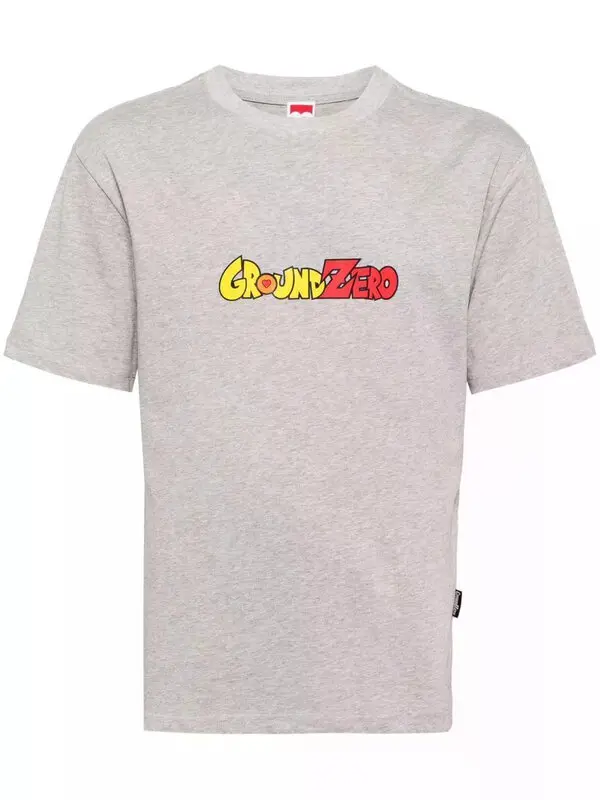 GROUND ZERO Logo-print Cotton T-shirt - Grey