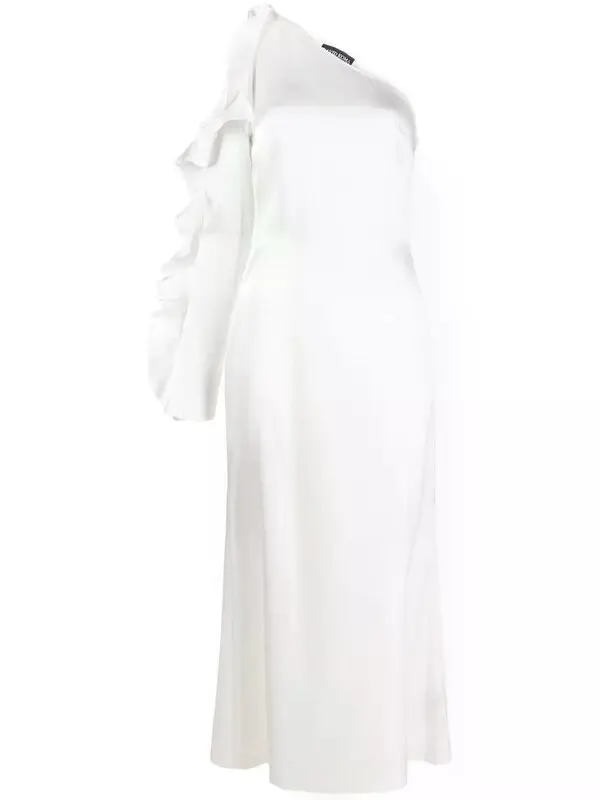 David Koma One-shoulder Ruffled Satin Dress - White