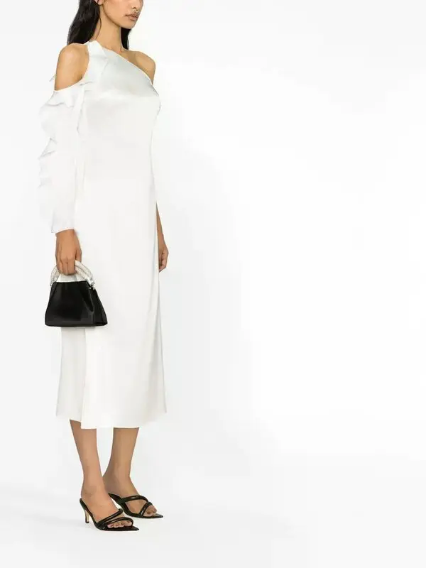 David Koma One-shoulder Ruffled Satin Dress - White