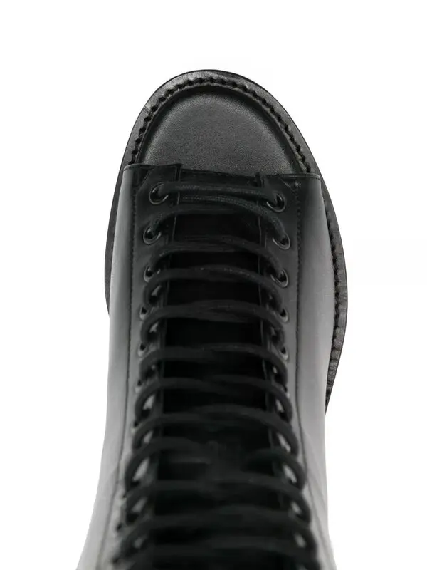 JUUN.J Open-toe Leather Lace-up Block Heel Boots
