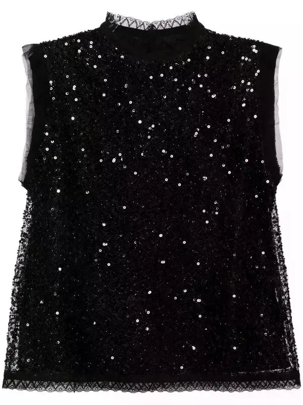 Shiatzy Chen Libre Collection Sequin Top - Black