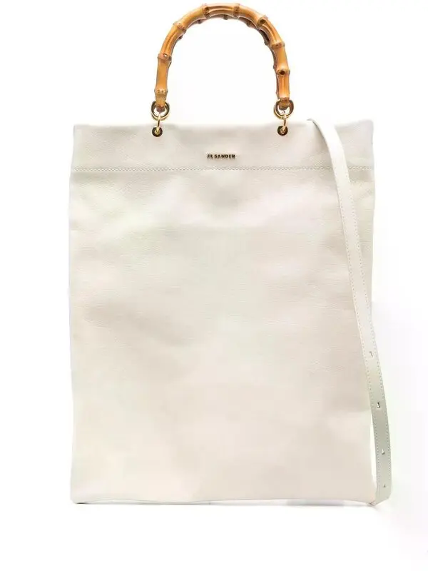 JIL SANDER Bamboo-handle Leather Tote Bag - Neutrals