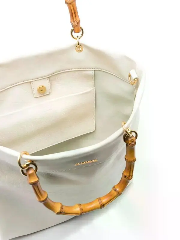 JIL SANDER Bamboo-handle Leather Tote Bag - Neutrals