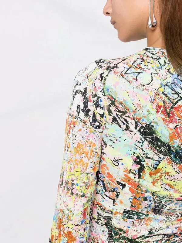 Dsquared2 Commotion Abstract Print Long-sleeve Dress