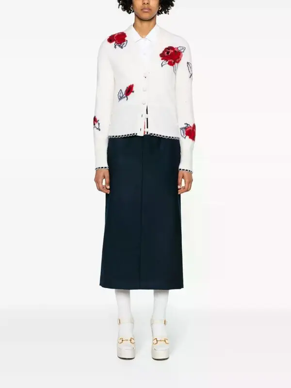 Thom Browne High-waist Wool Midi Skirt