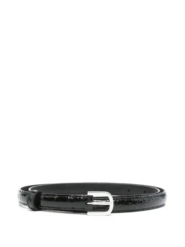 TOTEME Embossed Crocodile Effect Leather Belt - Black