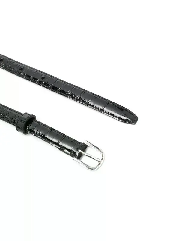 TOTEME Embossed Crocodile Effect Leather Belt - Black