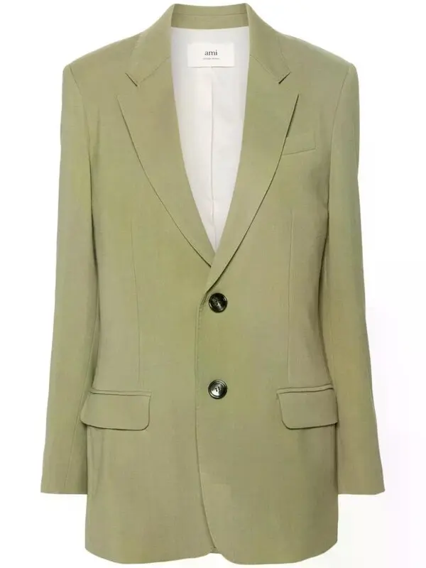 AMI Paris Single-breasted Textured Blazer - Green