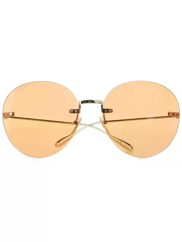 Gucci Round-frame Logo-charm Sunglasses - Gold