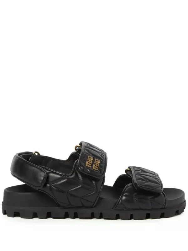 Miu Miu Quilted Leather Sandals - Black