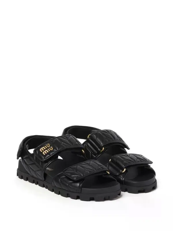 Miu Miu Quilted Leather Sandals - Black