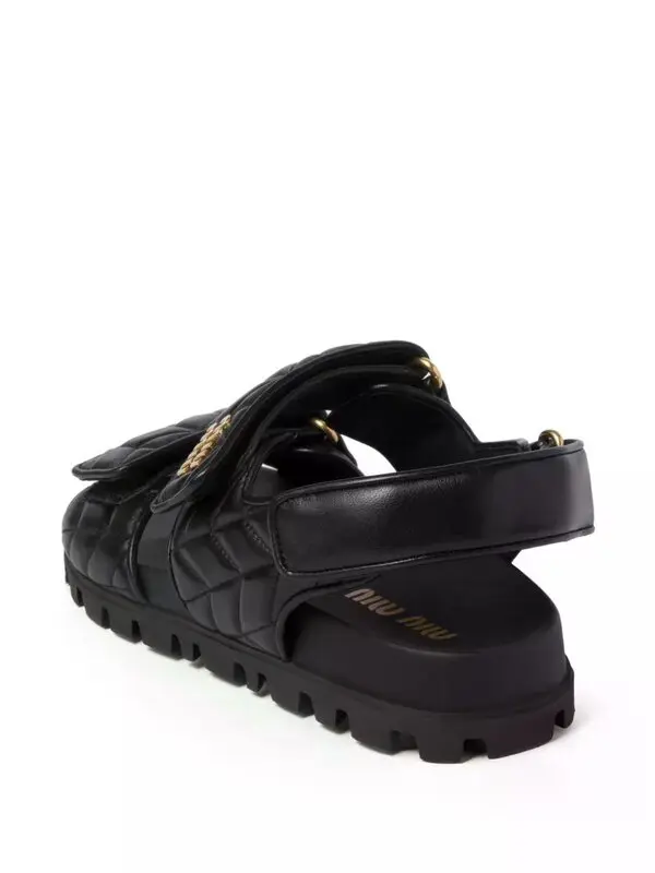Miu Miu Quilted Leather Sandals - Black