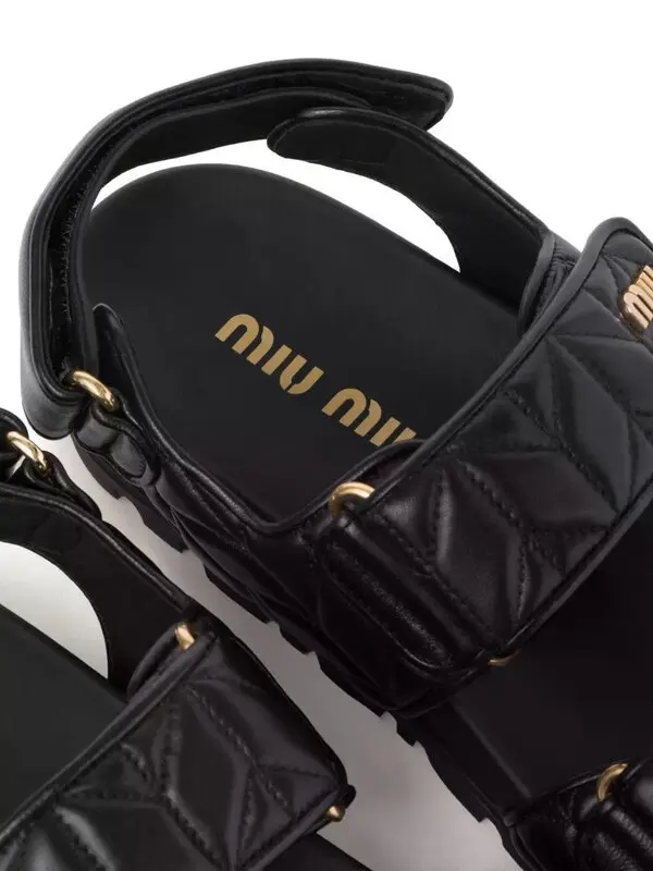 Miu Miu Quilted Leather Sandals - Black
