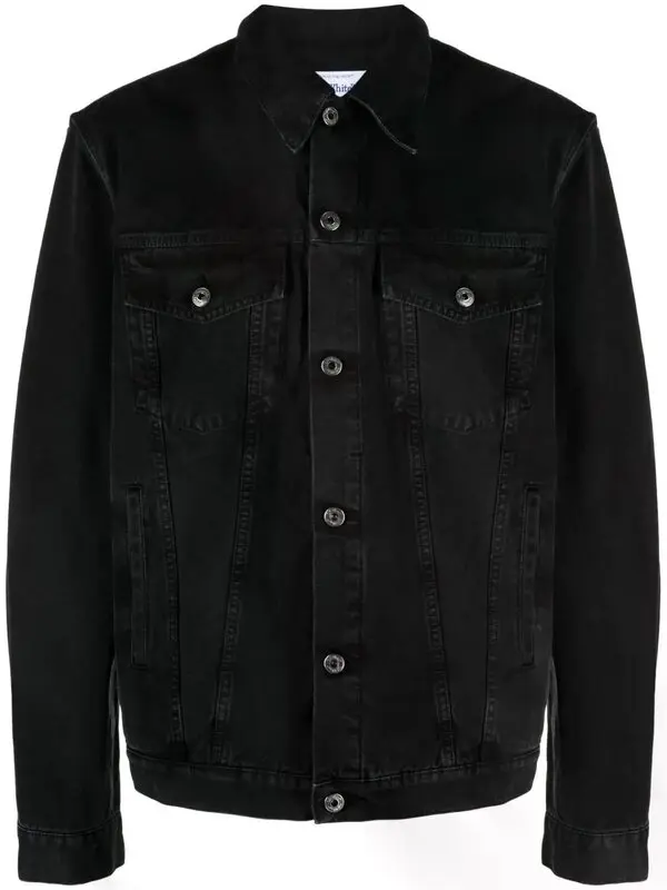 Off-White Logo-embroidered Denim Jacket - Black