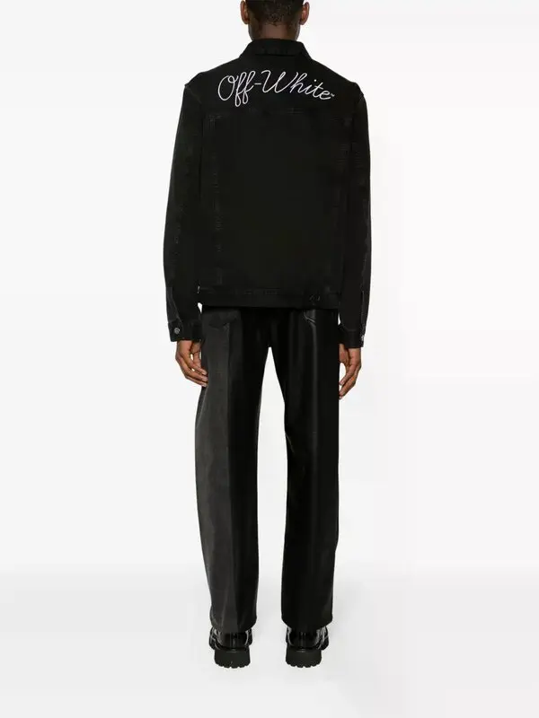 Off-White Logo-embroidered Denim Jacket - Black
