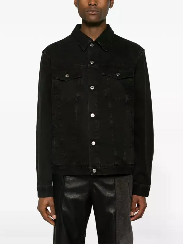 Off-White Logo-embroidered Denim Jacket - Black