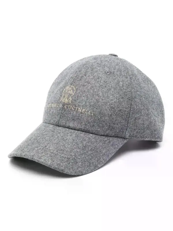 Brunello Cucinelli Logo-embroidered Mélange Cap - Grey