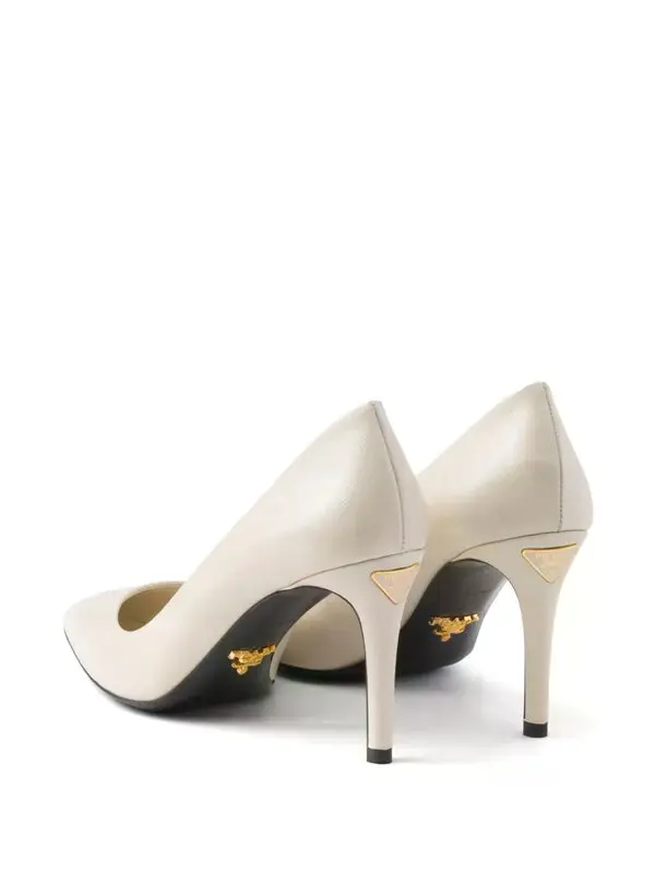 Prada 85mm Leather Pumps With Glossy Varnish Finish