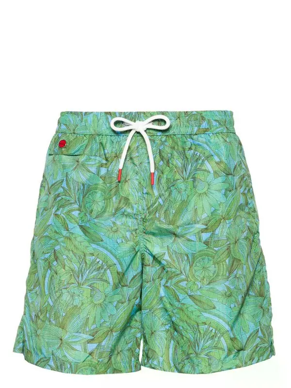 Kiton Logo-embroidered Swim Shorts - Green