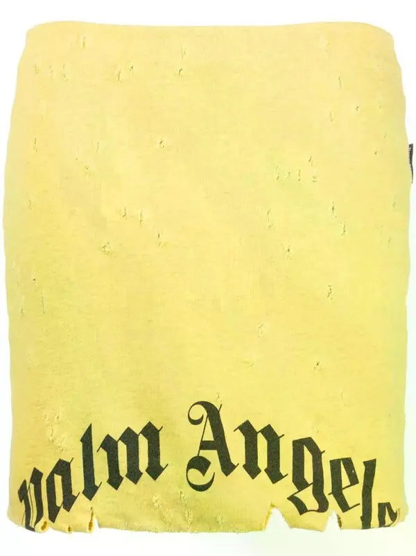 Palm Angels Distressed Miniskirt - Yellow