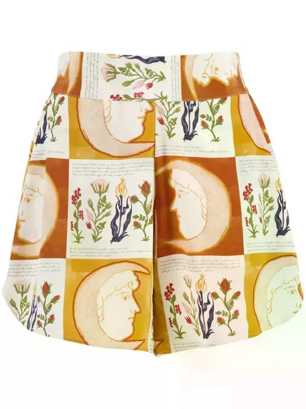 PAULA Printed Crepe Shorts - Yellow