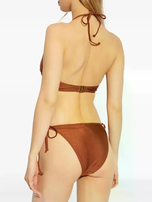 GANNI Metallic-threading Bikini Top