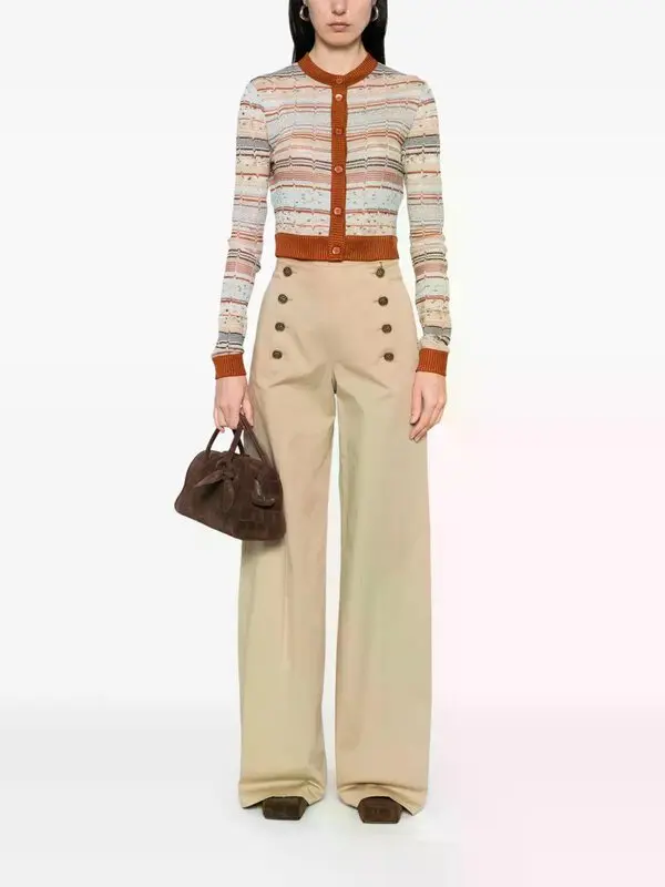 Etro Paneled Button Detail Trousers - Neutrals