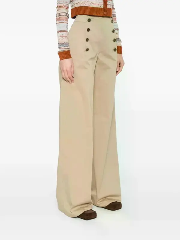 Etro Paneled Button Detail Trousers - Neutrals