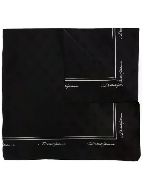 Dolce & Gabbana Logo-print Silk Scarf - Black