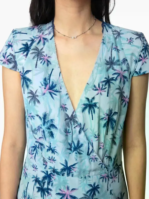 Zadig&Voltaire Palm Tree-print Wrap Dress