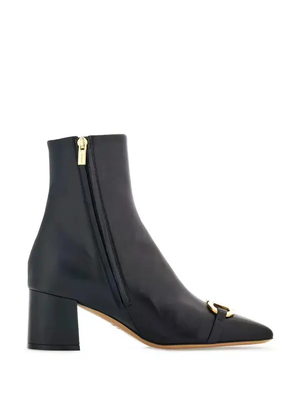 FERRAGAMO 60mm Gancini-buckle Leather Ankle Boots