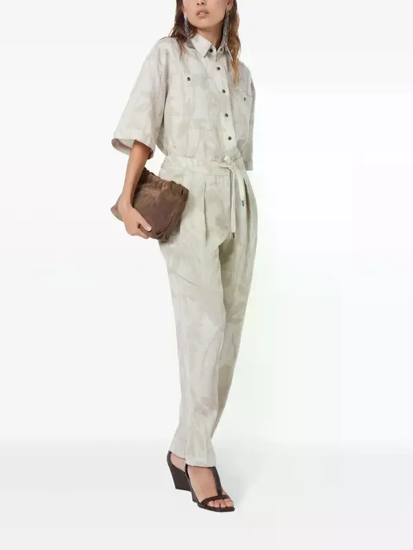 Brunello Cucinelli Leaf-print Linen Shirt