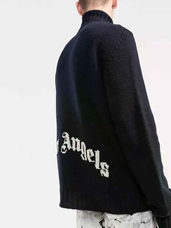 Palm Angels Logo-knit Roll-neck Jumper