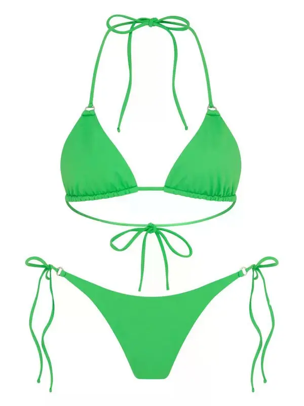 LET'S SWIM Side-tie Fastening Bikini Bottoms - Green