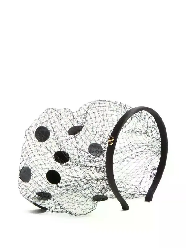 Valentino Garavani Vlogo Signature Veil Headband - Black