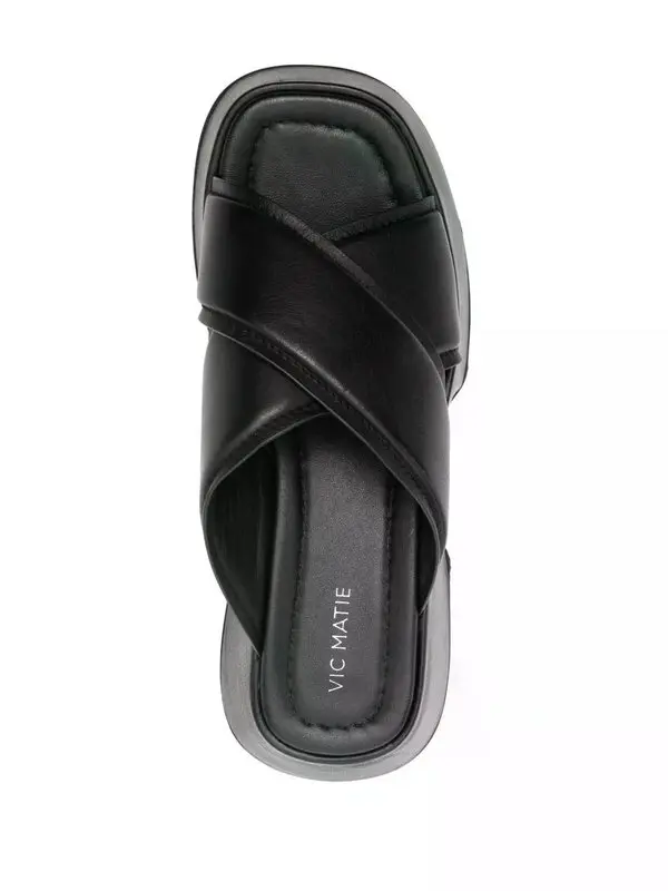 VIC MATIE Crossover-strap Leather Slides