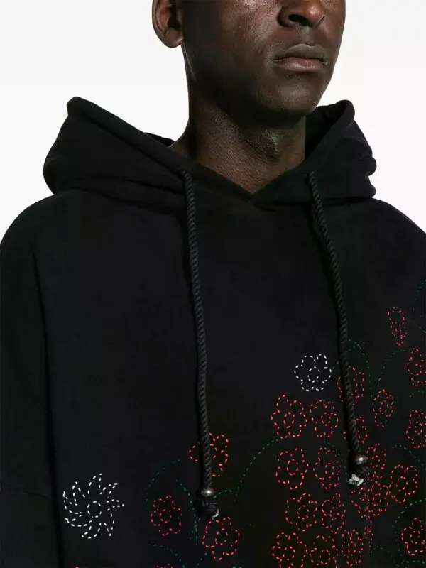 GLASS CYPRESS Floral-embroidered Hoodie