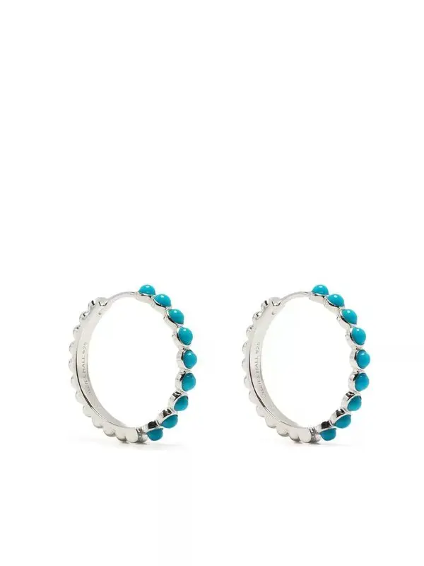 DOWER & HALL Azure Turquoise Huggie Hoops - Silver