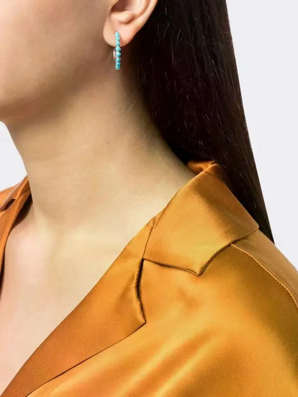 DOWER & HALL Azure Turquoise Huggie Hoops